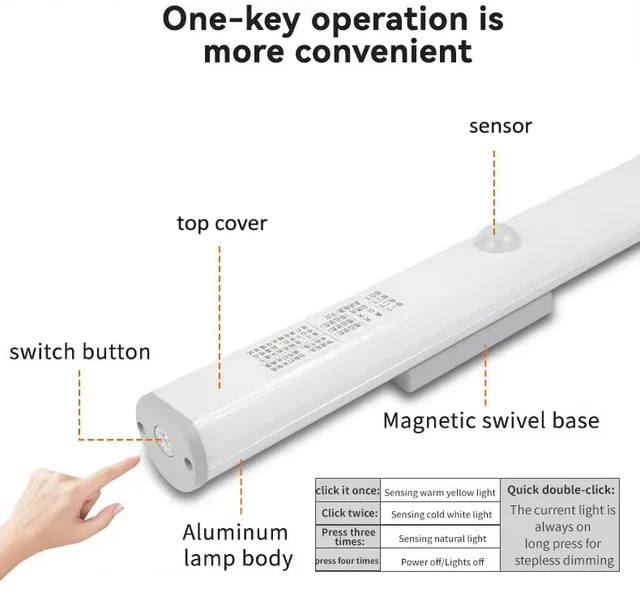 USB RECHARGEABLE MOTION Sensor PIR LED Light Wireless Lamp - 3 Colour ...