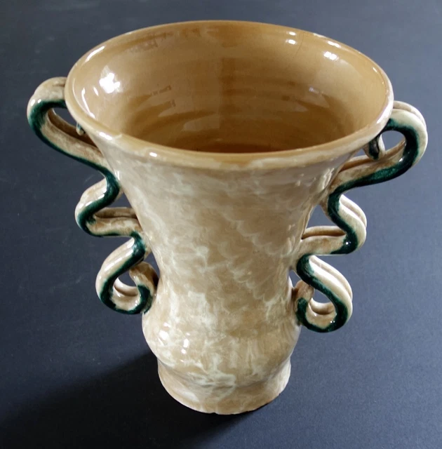VASE JEAN AUSTRUY Terre cuite émaillée anse serpentine Vallauris EUR 70 ...