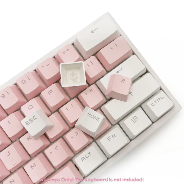 PINK WHITE PBT Double Shot Keycaps Set Backlit OEM for MX Mechanical ...