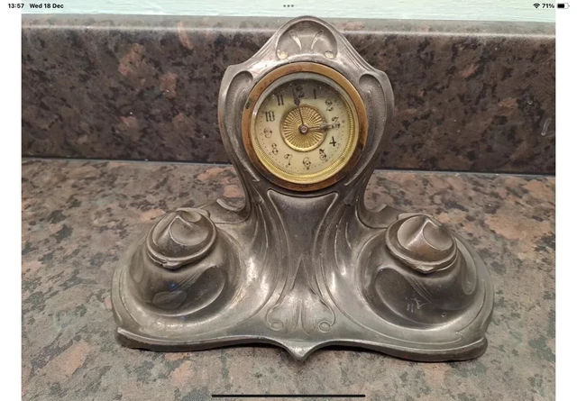 ART NOUVEAU PEWTER Desk Clock £79.99 - PicClick UK