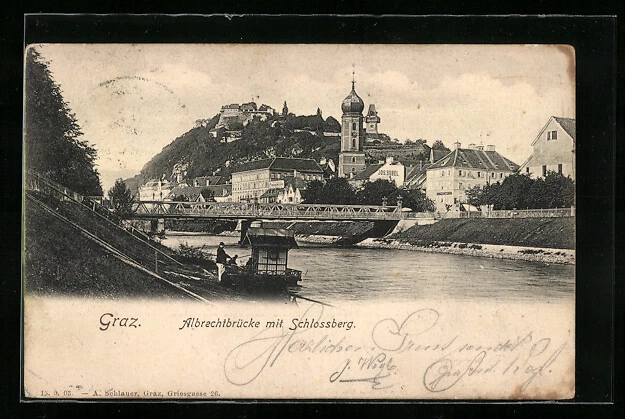 GRAZ, ALBRECHTBRÜCKE MIT Schlossberg, Ansichtskarte EUR 5,00 - PicClick FR