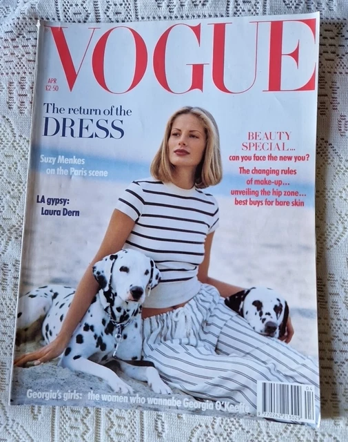 VOGUE MAGAZINE APRIL 1993 AUDREY HEPBURN Laura Dern O'KEEFE Vintage 90s ...