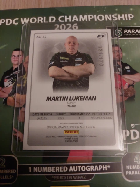 PANINI PDC WORLD championship 2026 Martin Lukeman Auto /170 EUR 29,99 ...