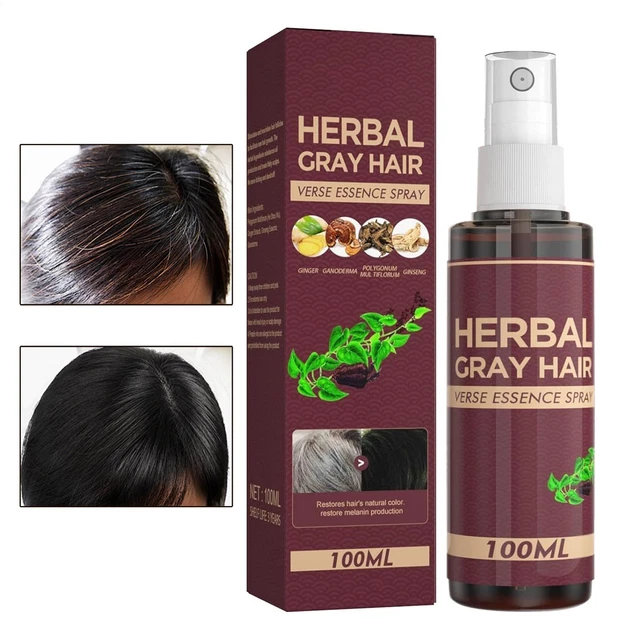100ML HERBAL GRAY Hair Reverse Essence Spray Restore Black Hair Serum ...