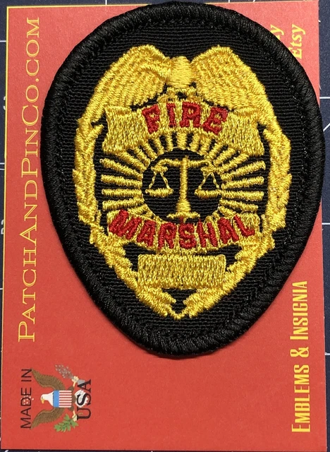 FIRE DEPARTMENT PATCH Marshal Scales of Justice Firefighter Gold Black ...