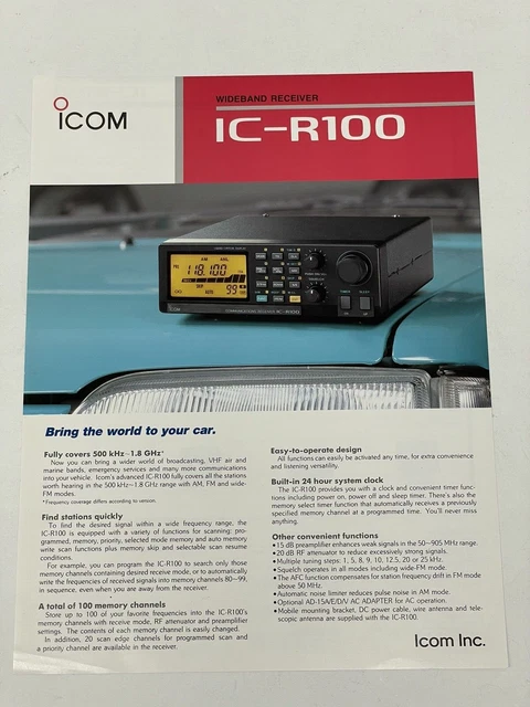 ICOM IC-R100 WIDEBAND Receiver Sales Brochure $5.00 - PicClick