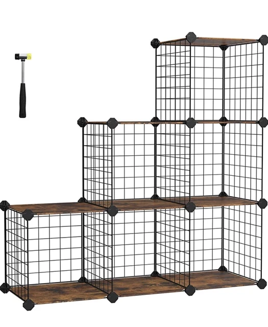 WIRE CUBE STORAGE 6 Cube Organizer Metal Modular Shelves Units Storage ...