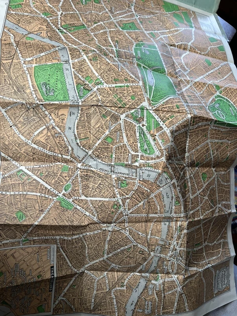 1930S COLOUR GEOGRAPHIC Pictorial Plan Of London Fold Out Paper Map ...