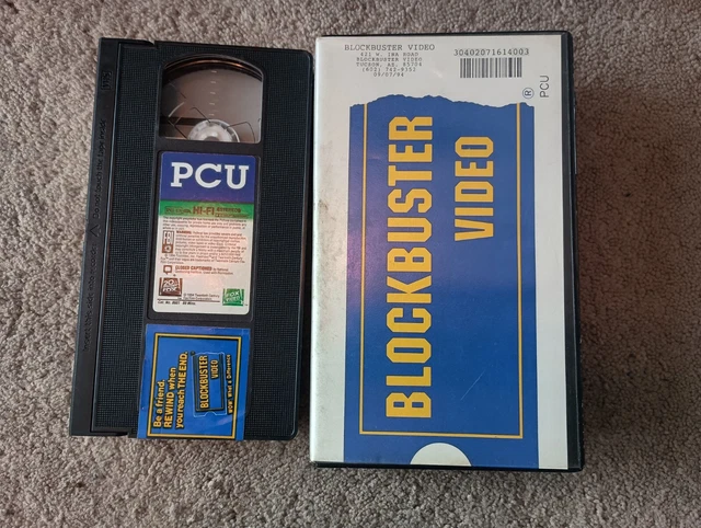 PCU 1994 OOP movie Blockbuster VHS clamshell ft. Favreau, Piven, Spade ...