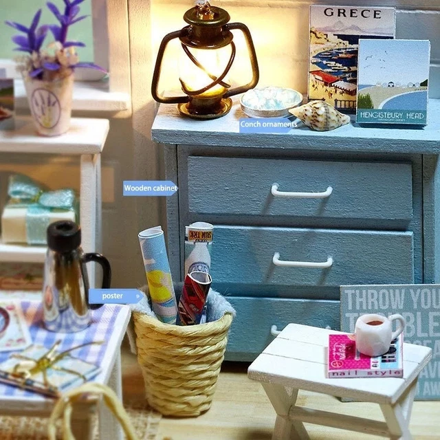 DIY 3D MINI Wooden Toy Miniature Dollhouse Kits Doll House Model ...