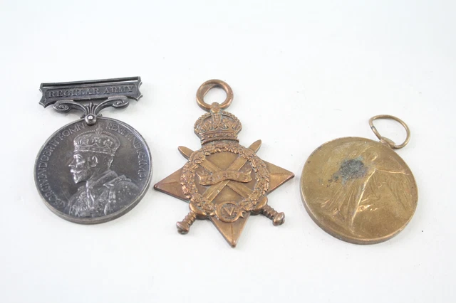 WW1 - GV Erased Medals Inc Army Long Service Victory & 1914-15 Star x 3 ...