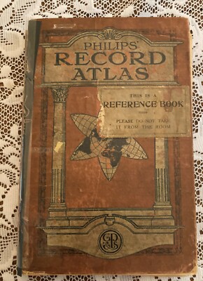 PHILIPS' RECORD ATLAS, 1917, Maps good, binding shot £7.90 - PicClick UK