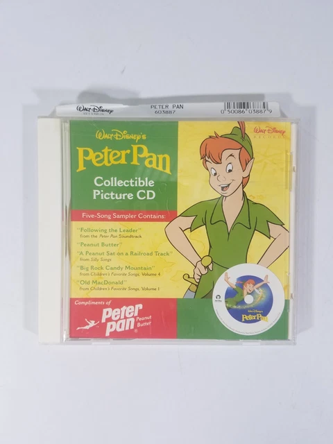 WALT DISNEY'S PETER Pan Picture CD with 5 Songs. Peter Pan Peanut ...