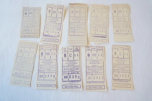 LONDON TRANSPORT GIBSON Machine Bus Tram Ticket x10 Ref A25 £14.99 ...