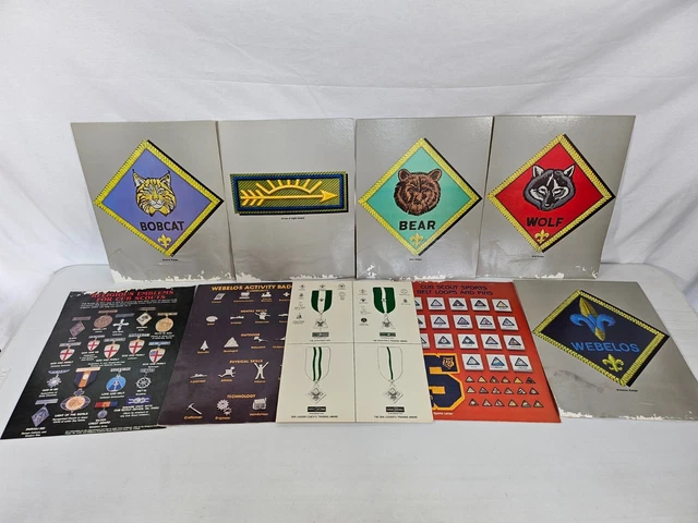 VINTAGE 9-PIECE CUB Scout Insignia Poster Set #4648A with Original ...