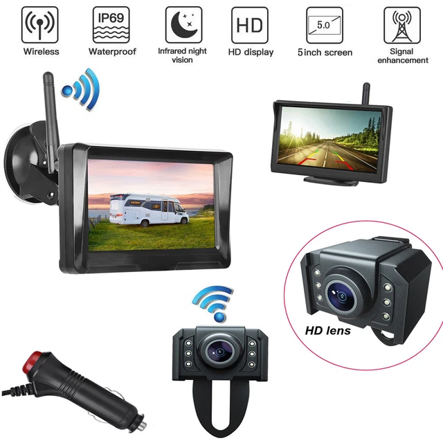 CAR WIRELESS 5& Monitor Reversing Camera Rear View Kit 12V 24V Truck ...
