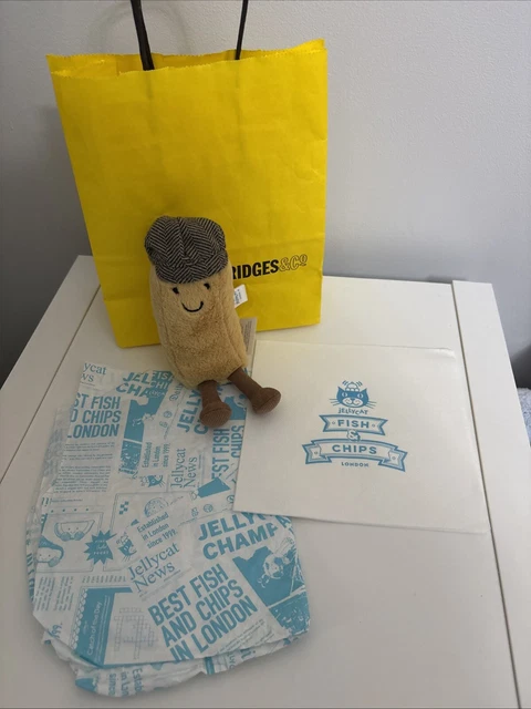 JELLYCAT LONDON SELFRIDGES exclusive fish & chips Charlie Chip Napkin ...