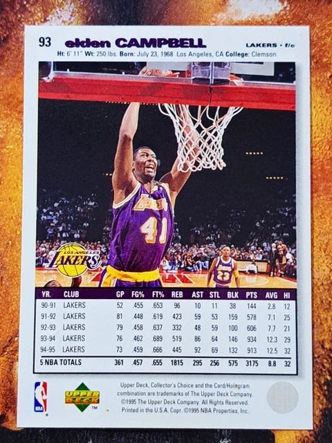 95-96 UPPER DECK Collector's Choice Elden Campbell Player's Club (LA ...