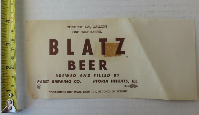 VINTAGE BLATZ ONE Half Barrel Beer Keg Label (Inv34237) $7.95 - PicClick CA