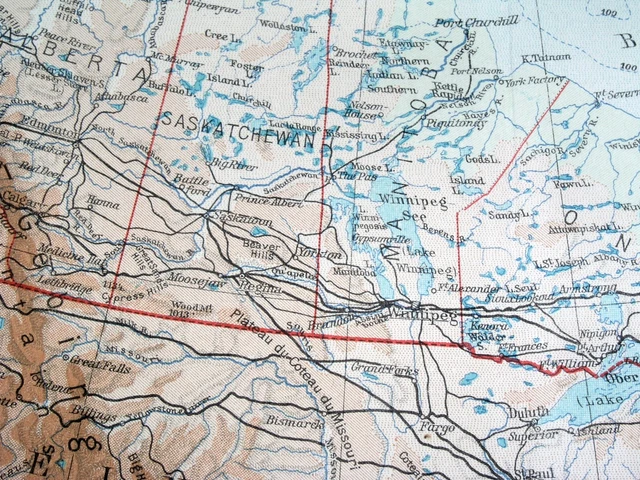 1938 ORIGINAL VINTAGE Map Of Canada Ontario Quebec Newfoundland ...