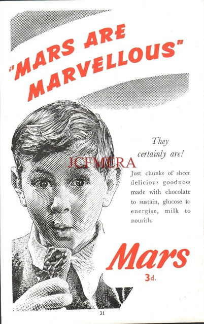 MARS CHOCOLATE BAR Confectionary ADVERT #10 Vintage 1946 Print Ad 686/ ...