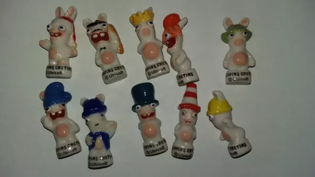 SÉRIE FÈVES COMPLÈTE coup de chapeau lapin crétins dessin animé EUR 10 ...