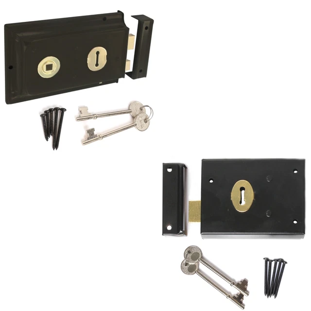 TRADITIONAL OLD ENGLISH 1920s VICTORIAN STYLE RIM LOCK+KEYS Door Latch ...