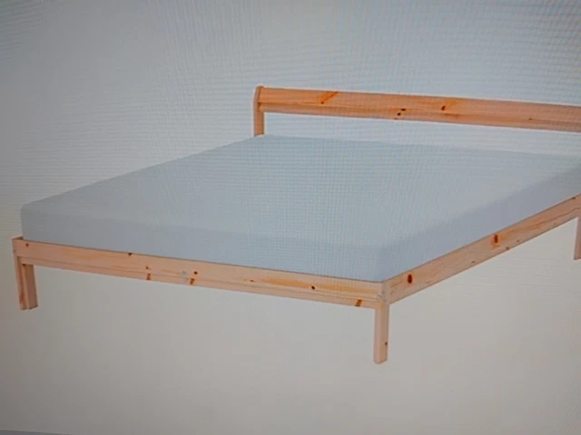 IKEA NEIDEN STANDARD Double Bed Pine Wood Frame With Slats and Vadso ...