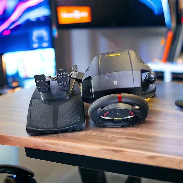 LOGITECH MOMO RACING E-UH9 Force Feedback Steering Wheel and Pedals For ...