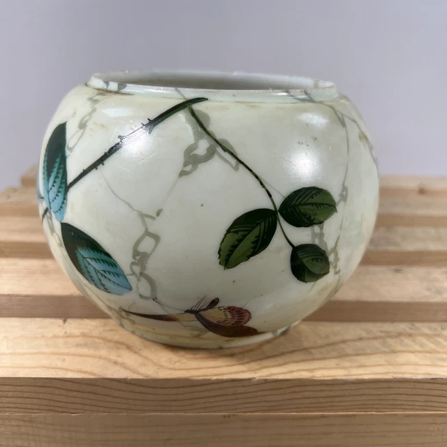 MILK GLASS OIL Lamp Font Kerosene Light Base Part Hand Painted Vintage ...