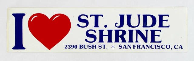 RARE VINTAGE I HEART ST. JUDE SHRINE San Francisco Bumper Sticker (Love ...