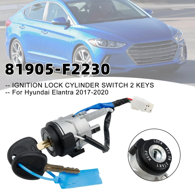 81905-F2230 LGNITION LOCK Cylinder w/Keys For Hyundai Elantra 2017-2020 ...