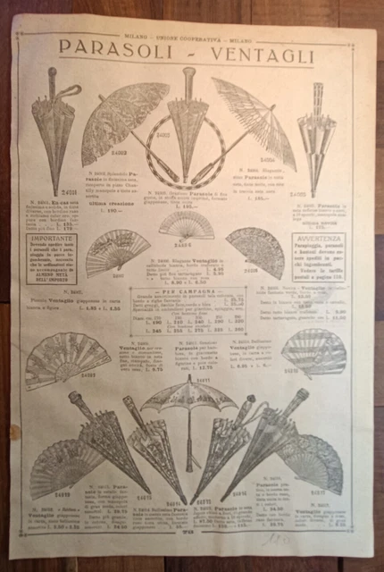 PARASOLI,PARAPIOGGIA,VENTAGLI E BASTONI -Milano 1924 Catalogo N.110 EUR ...