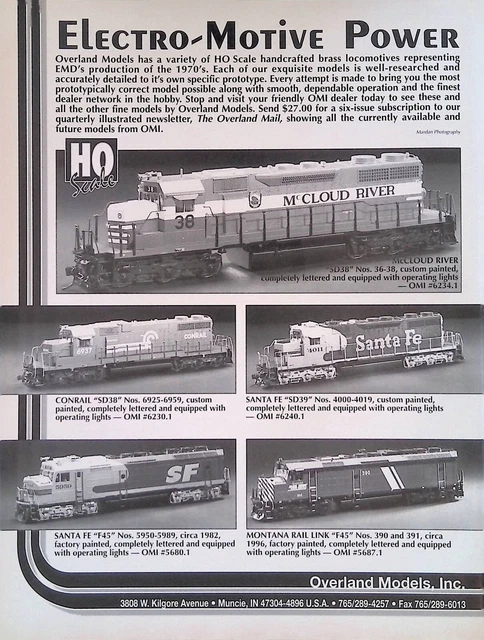 OVERLAND MODELS SCALE Locomotives Print Ad Model Railroader Magazine ...