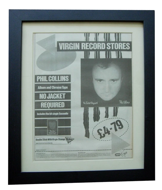 PHIL COLLINS+NO JACKET Required+Poster+Ad+Original 1985+Framed+Fast ...