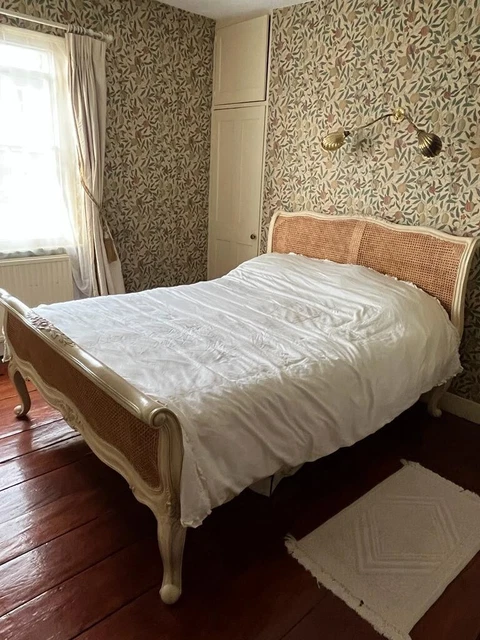 FRENCH BAROQUE BED with Rattan Headboard and Footboard & Mattress £ ...