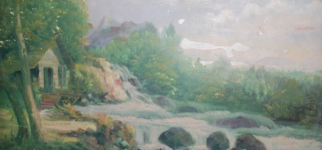 TABLEAU ANCIEN HUILE impressionniste paysage fluvial EUR 282,71 - PicClick FR