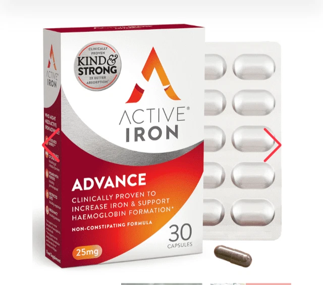ACTIVE IRON ADVANCE Capsules, 25mg, non-constipating formula, 30 ...