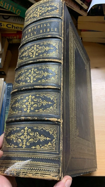 1860 &THE IMPERIAL FAMILY BIBLE" HOLY BIBLE HUGE HEAVY 8.6kg LEATHER ...
