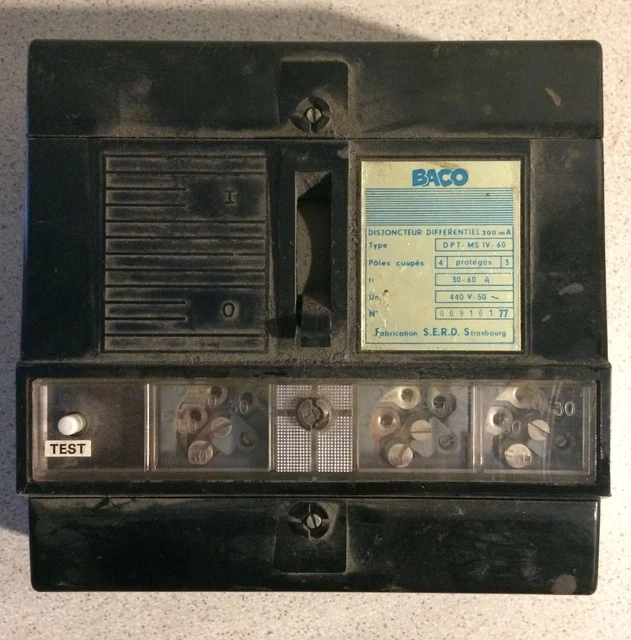 ANCIEN DISJONCTEUR DIFFÉRENTIEL indus Baco old french circuit breaker ...