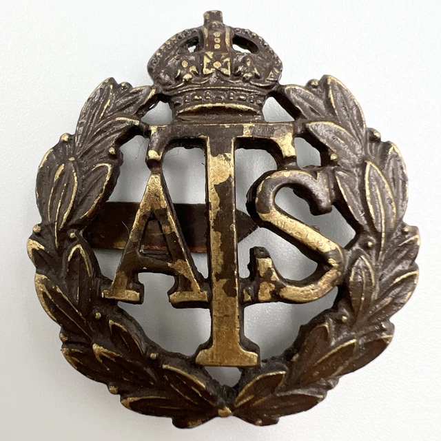 GENUINE WW2 ATS Auxiliary Territorial Service Officers Bronze Cap Badge ...