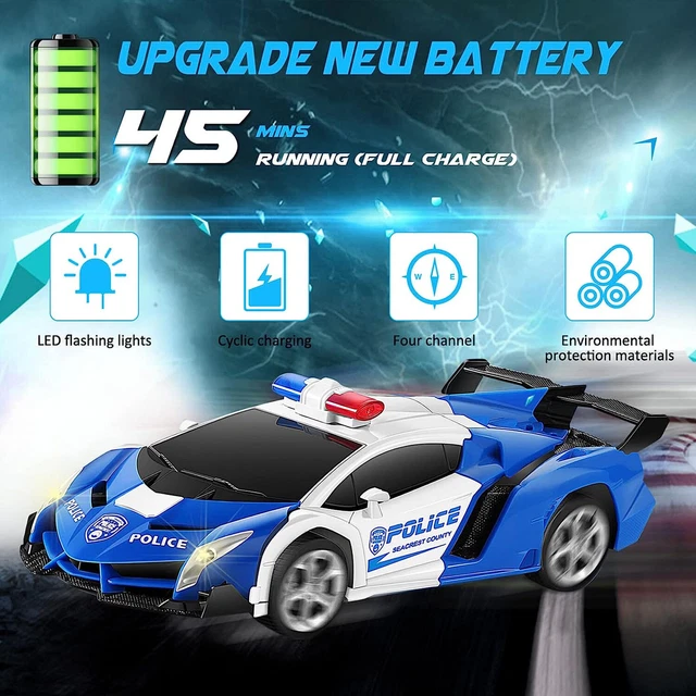 TRANSFORMING RC ROBOT Police Car Remote Control 2 IN 1 Kids Boys Toys ...