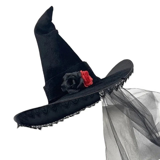 SPOOKY PARTY HEADWEAR Durability Meshes Witch Hat Gothicism Laces Veil ...