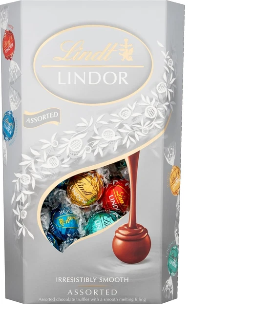LINDT LINDOR SILVER Assorted Chocolate Truffles – 600g Box (Approx. 48 ...