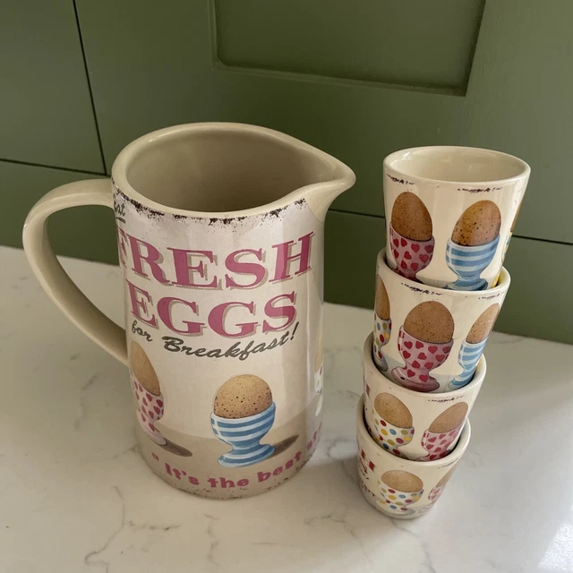 WISCOMBE ART ECP Design Retro Krug & 4 X Eierbecher Essen Frische Eier ...