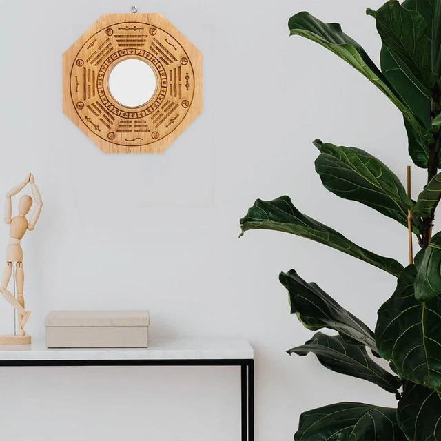 EVIL SPIRITS EXORCISM Wood Eight Diagrams Mirror Craft Ward Off Bad ...