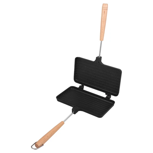 DOUBLE SIDED SANDWICH Maker Aluminum Grill Skillet Campfire Griddle £41 ...
