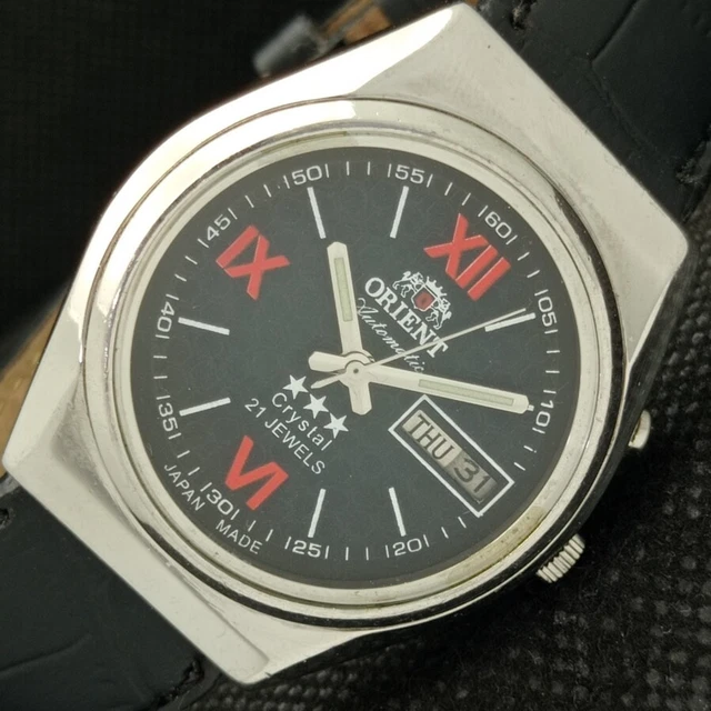 ORIENT CRYSTAL AUTOMATIC 46941 MENS OLD JAPAN MODEL BLACK DIAL WATCH ...