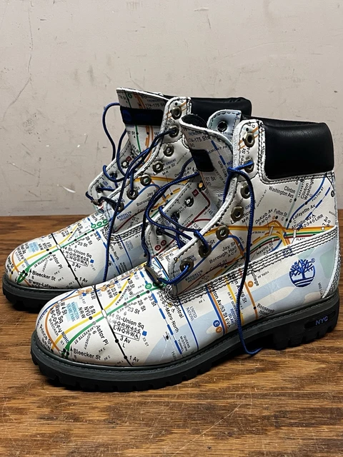 TIMBERLAND BOOTS NEW Vintage Size 8M MTA Subway Map Very Rare New York ...