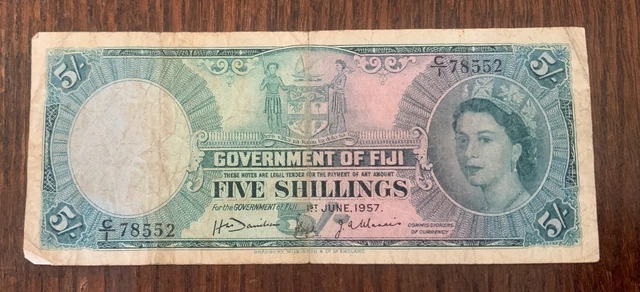 RARE AND COLLECTIBLE Fiji 5 (Five) Shillings Banknote 1957 £15.00 ...